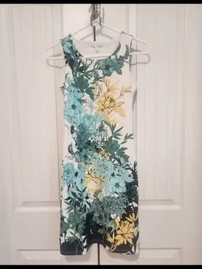 Charter Club | Dresses | Charter Club White Floral Mini Dress With Teal ...